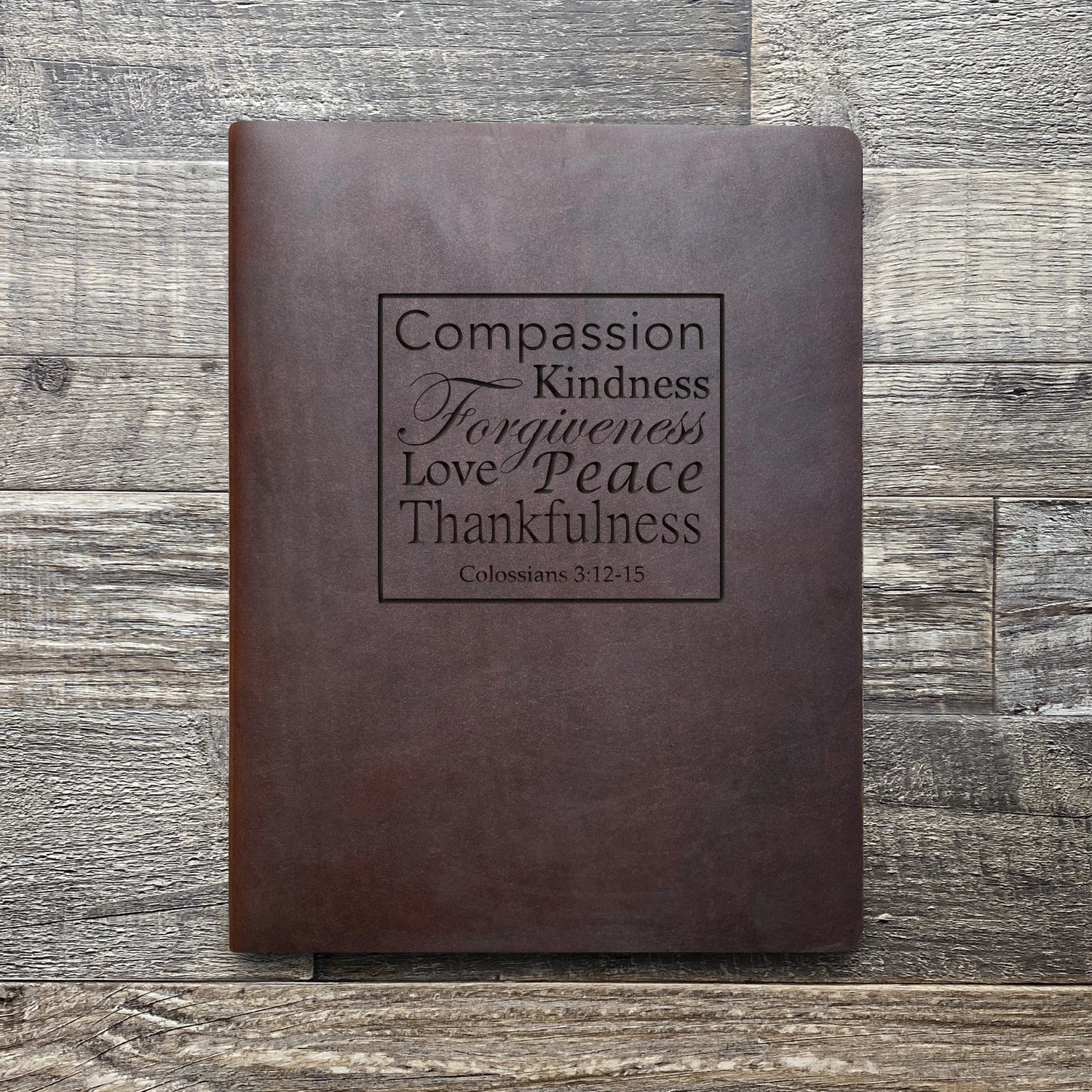 Colossians 3:12-15 - Pre-Engraved - Leather Folder – Murdy Creative Co.
